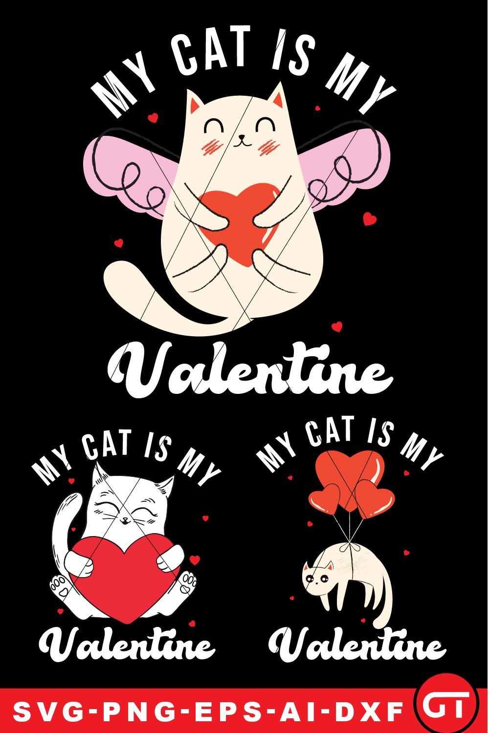 My Cat is my valentine svg bundle Cat Lady Valentine Svg