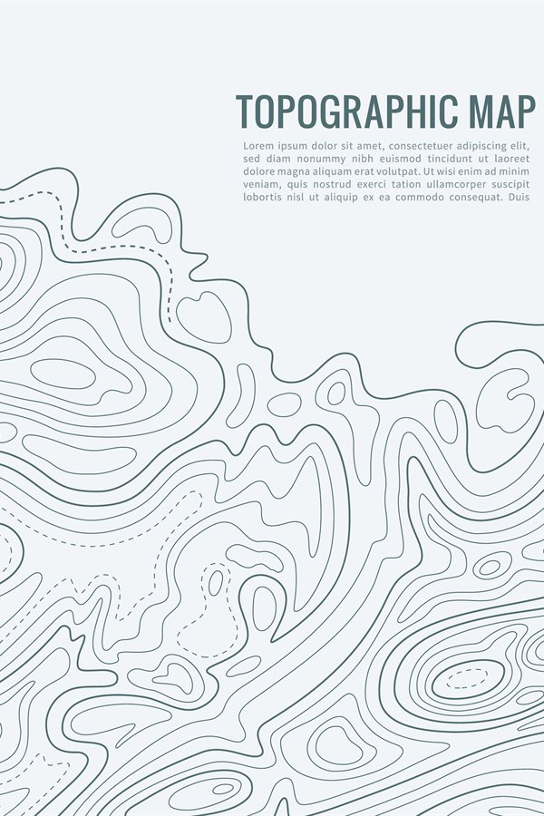 Contour line map. Elevation contouring outline (972128)