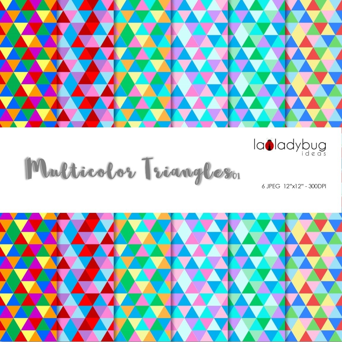 Multicolor triangles digital papers. Geometric (656341)