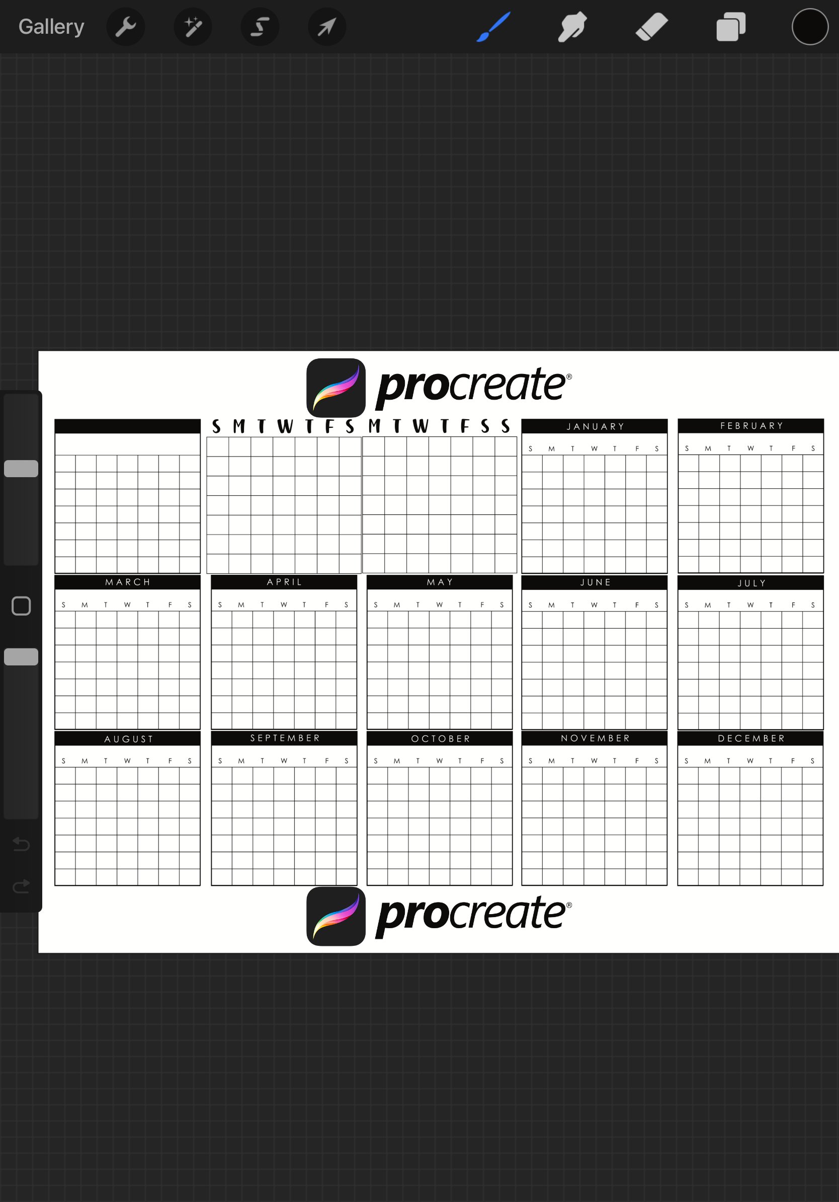 Undated Calendar Planner Set 1 Procreate Brush Stamps, 15