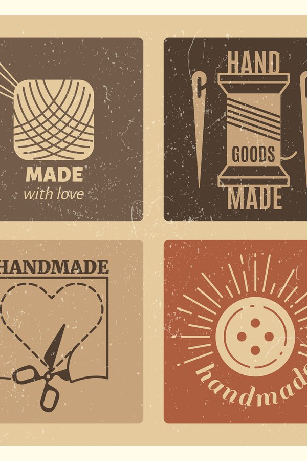 Hipster grunge handmade badges design - needlework vintage e