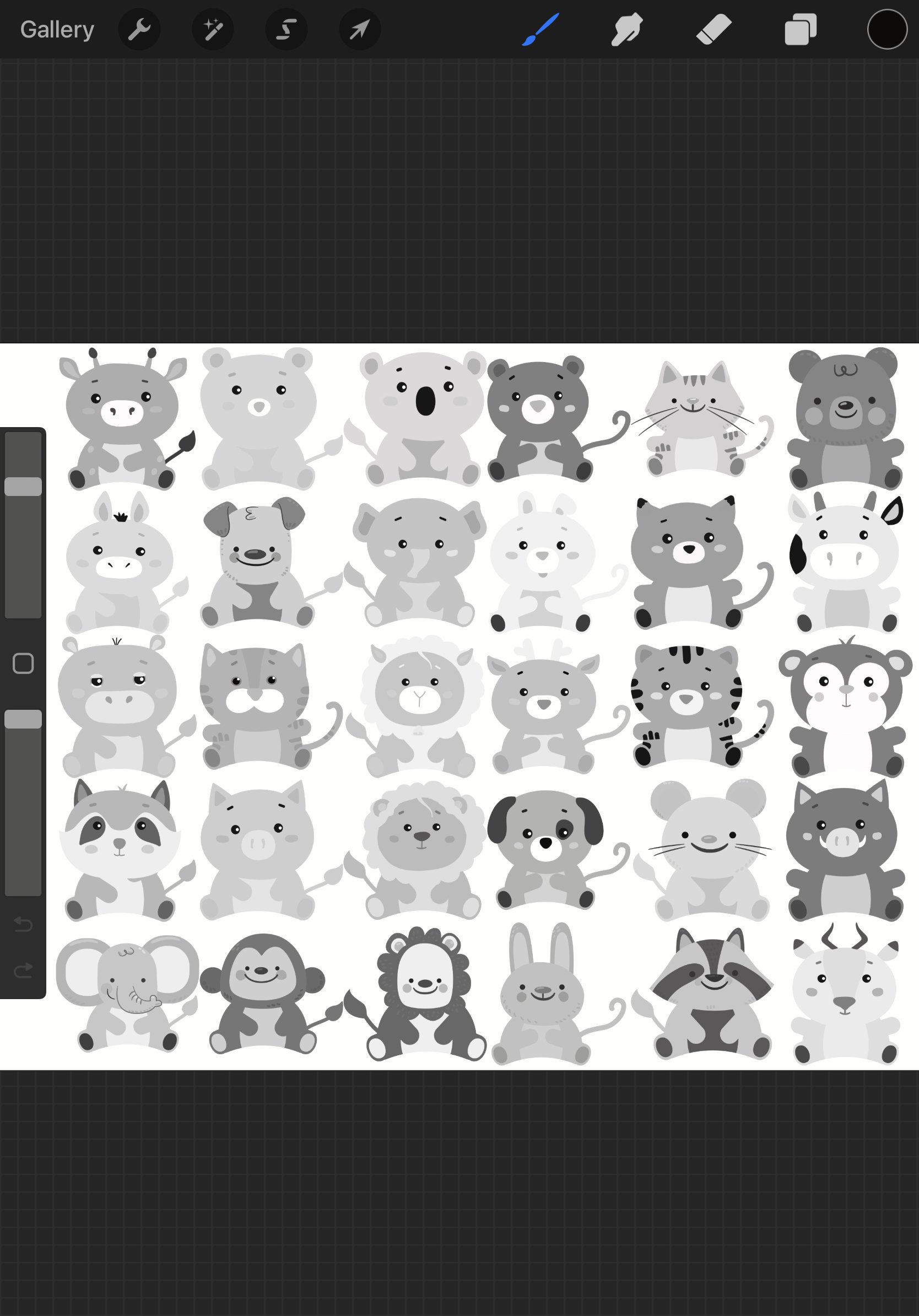 Cartoon Animals Set 1 Procreate Brush Stamps, 30 Animals
