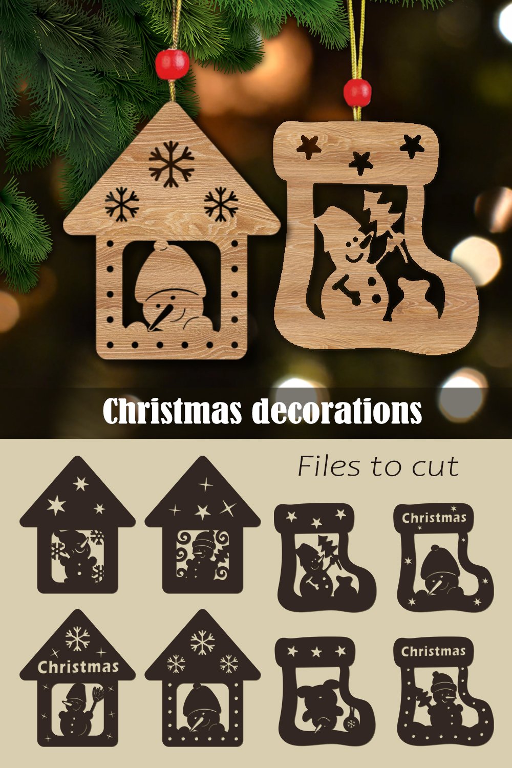 Christmas decorations. Files to be cut/SVG
