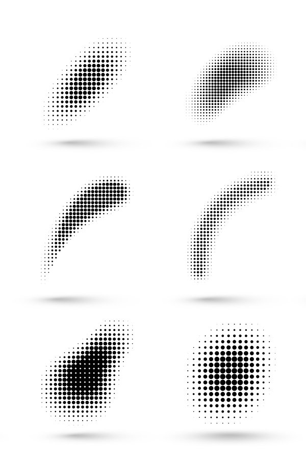 Abstract halftone shapes. Liquid shape with dotted halftones