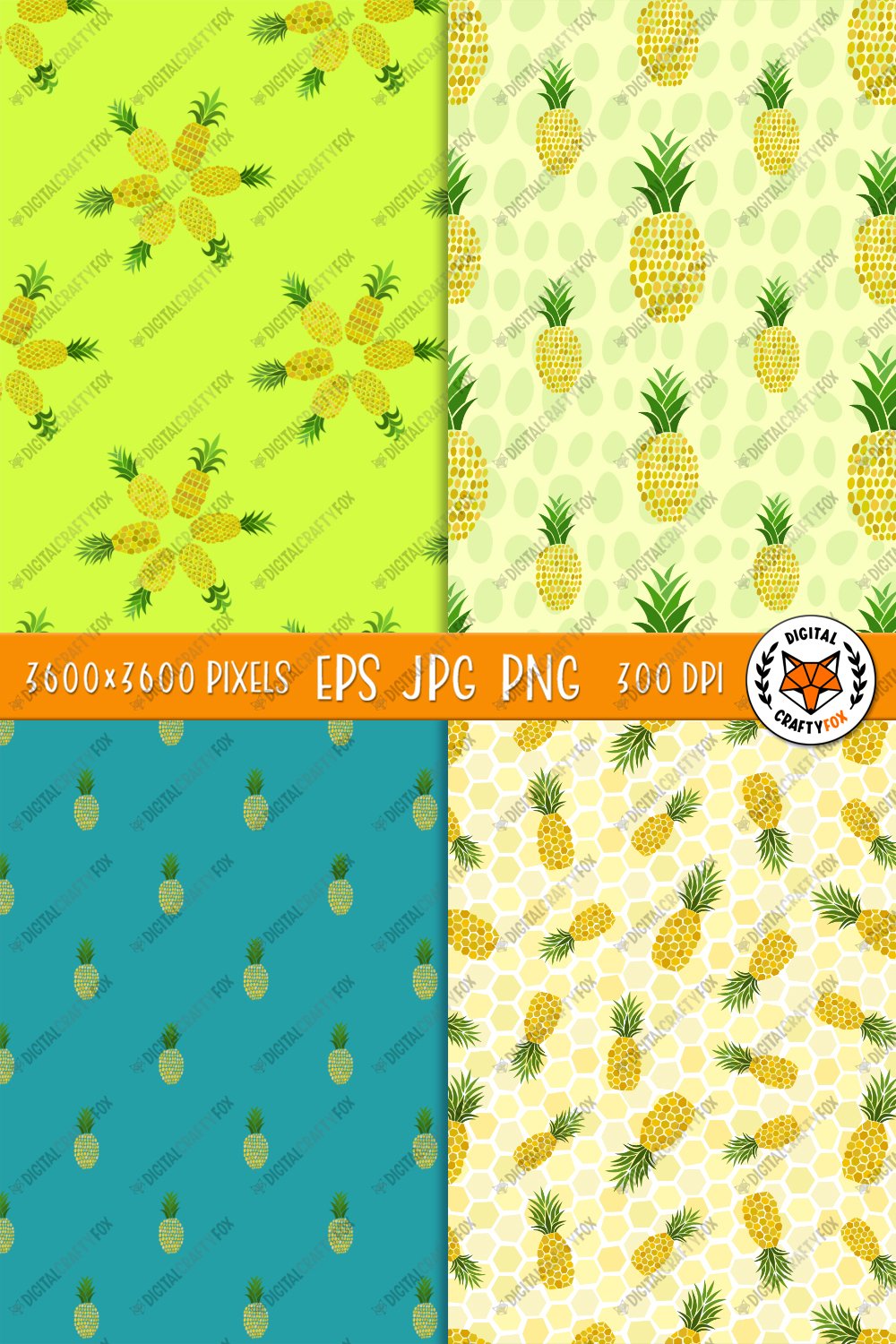 Pineapple Seamless Pattern, Pineapple Digital Paper