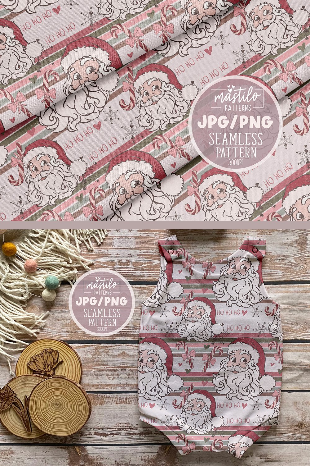 Retro Vintage Santa Christmas Seamless Pattern