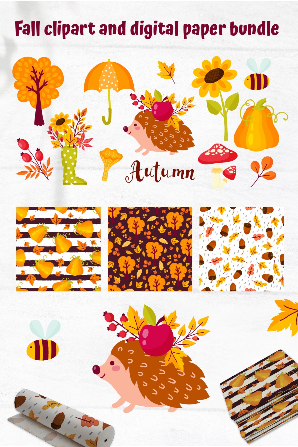 Autumn Clipart Bundle. Fall clip art png, eps. jpeg