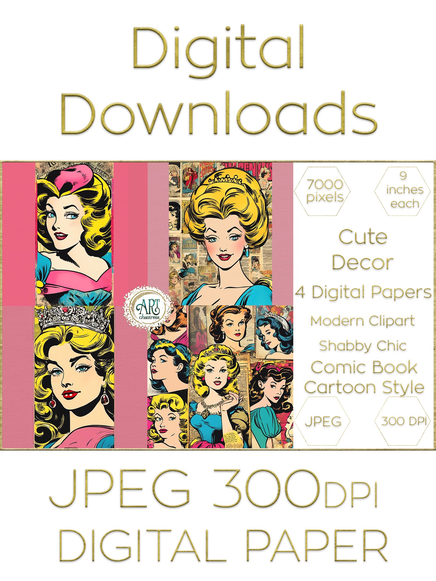 Cartoon Style Portraits Digital Paper Fantasy (3376945)