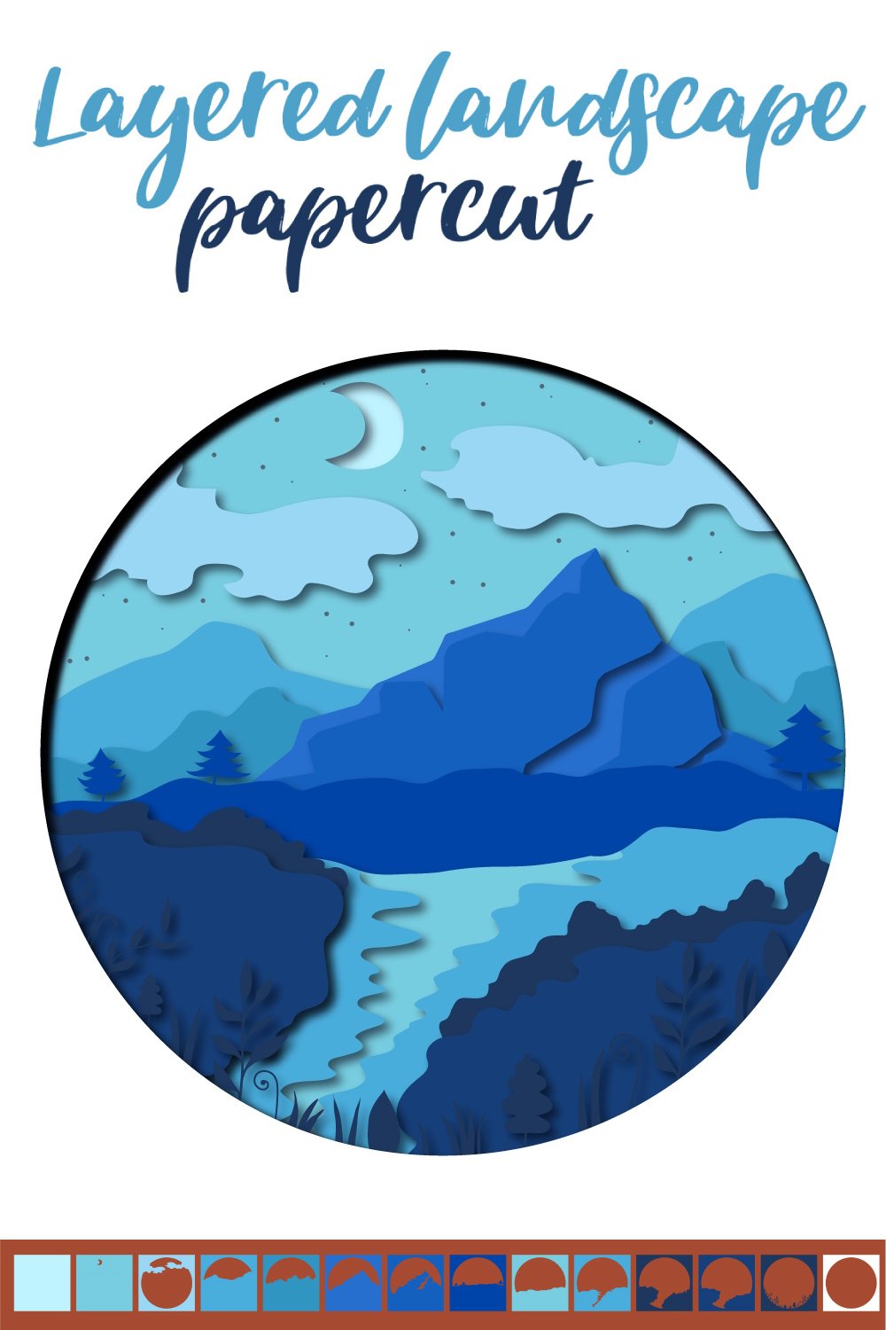 Layered papercut landscape template | Shadow box (1616222)