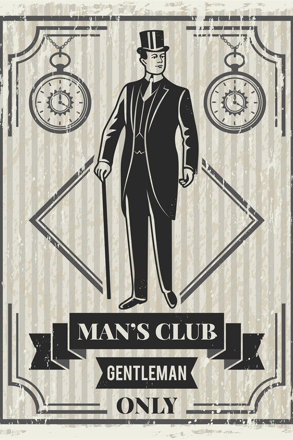 Design template of retro poster for gentleman club
