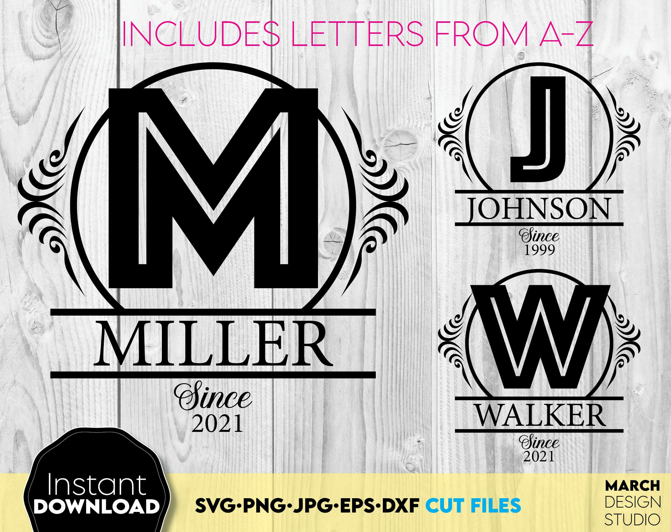 Monogram SVG, Circle Monogram SVG, Split Monogram SVG, PNG