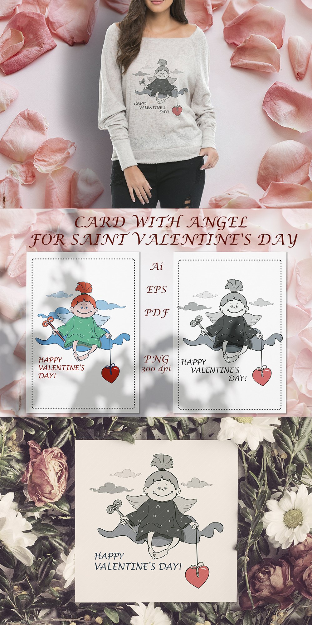 Card with angel for Valentine's day