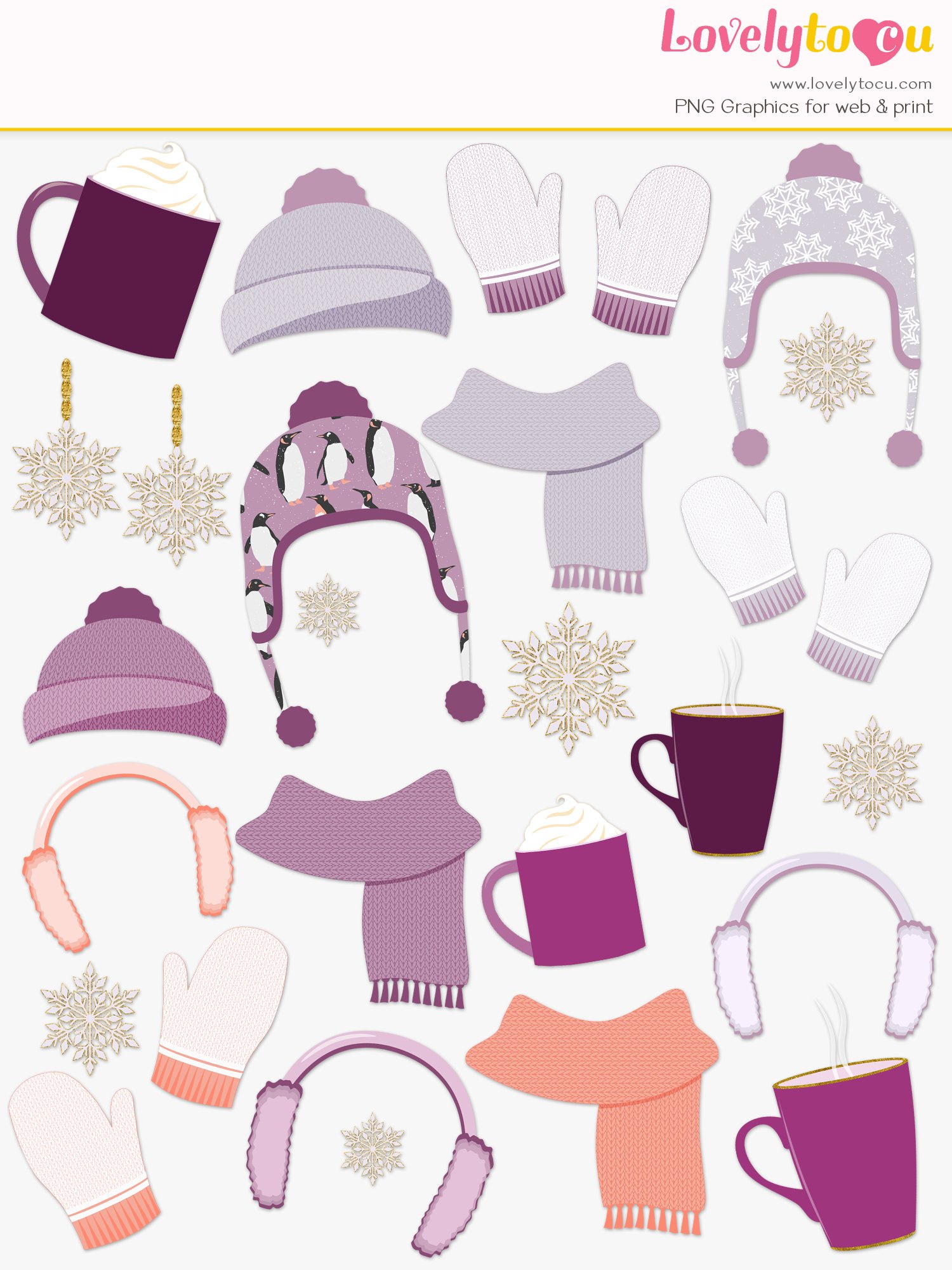 Winter fashion accessories clipart, cozy warmers (1047024)
