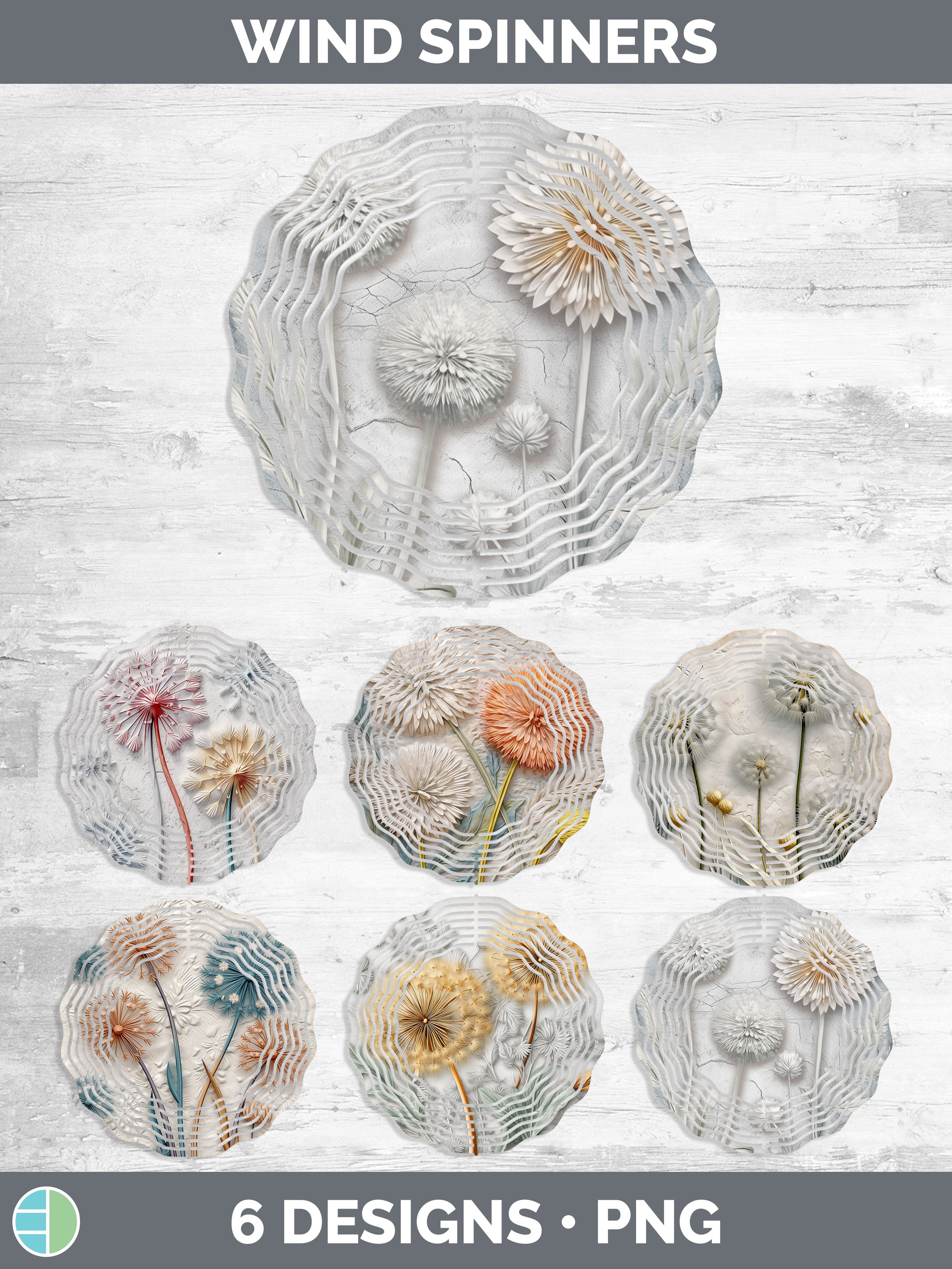 3D Dandelion Flowers Wind Spinner | Sublimation Spinner Desi