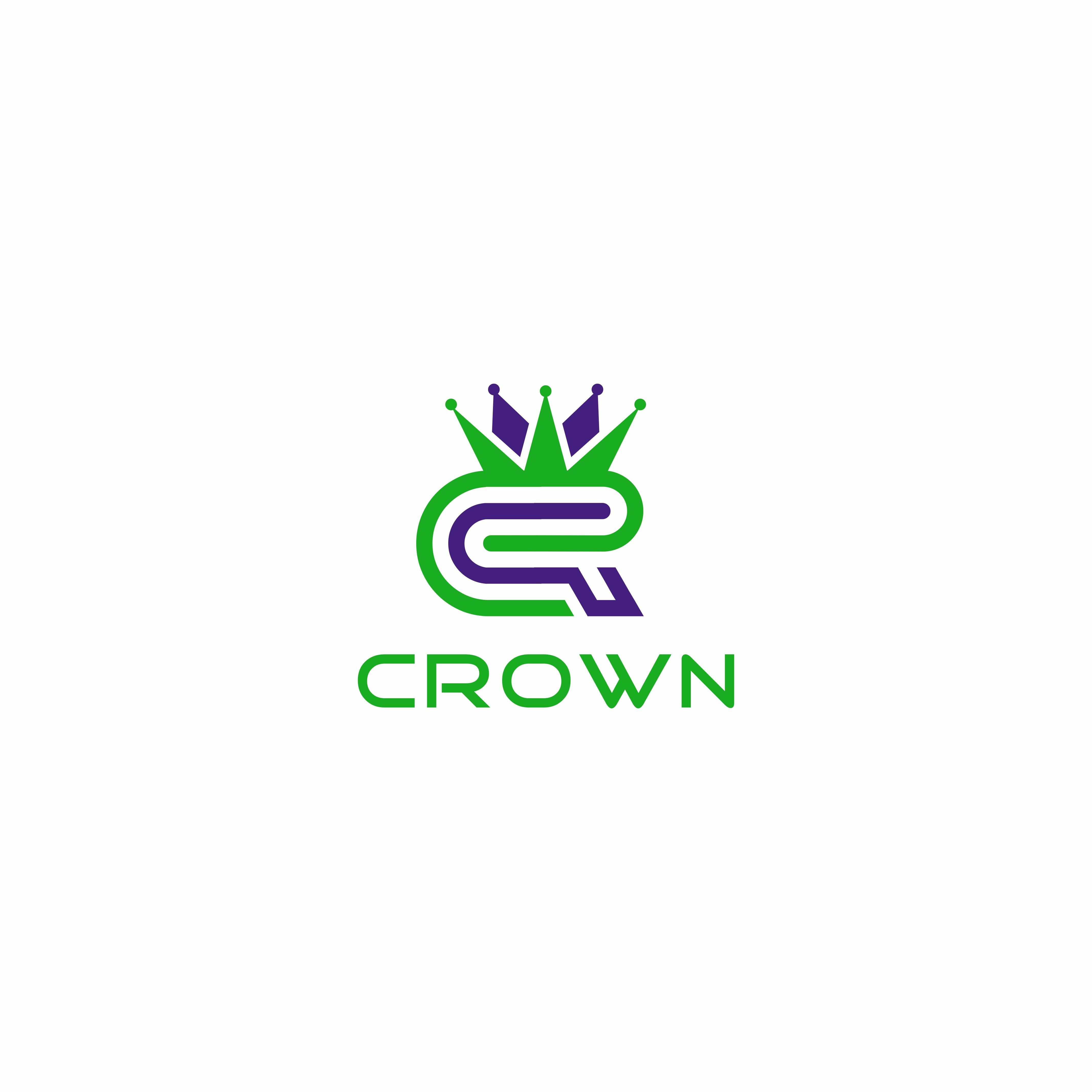 CR Crown Logo Design Vector