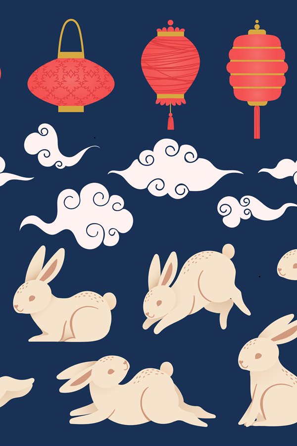 Mid autumn rabbits. Chinese and vietnamese traditional festi