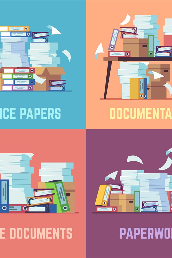 Office paper documents. Routine bureaucracy paperwork, accou