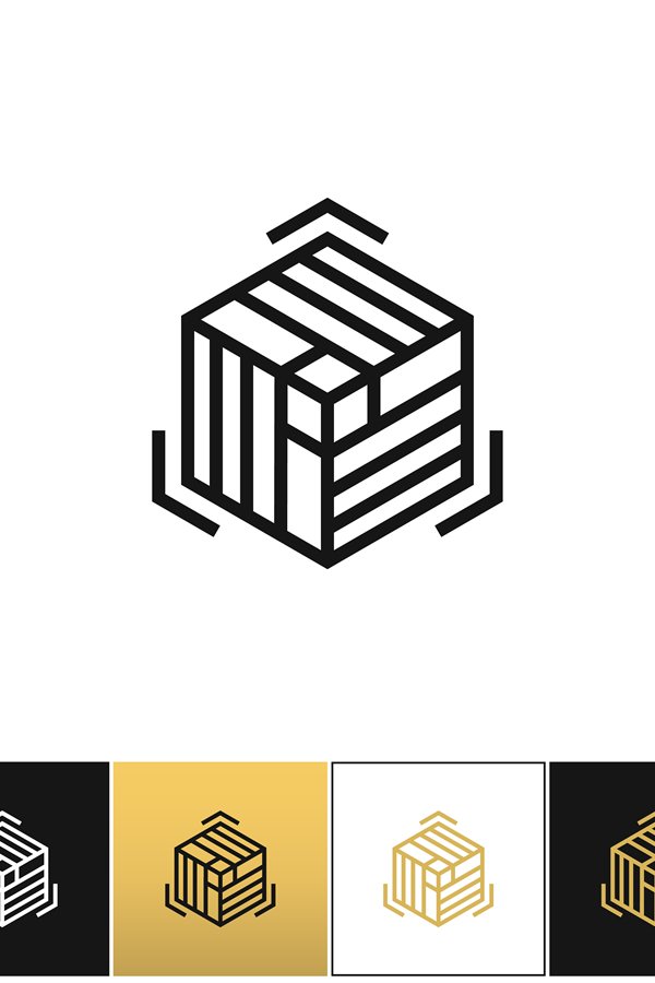 Block or cube 3D structure vector icon