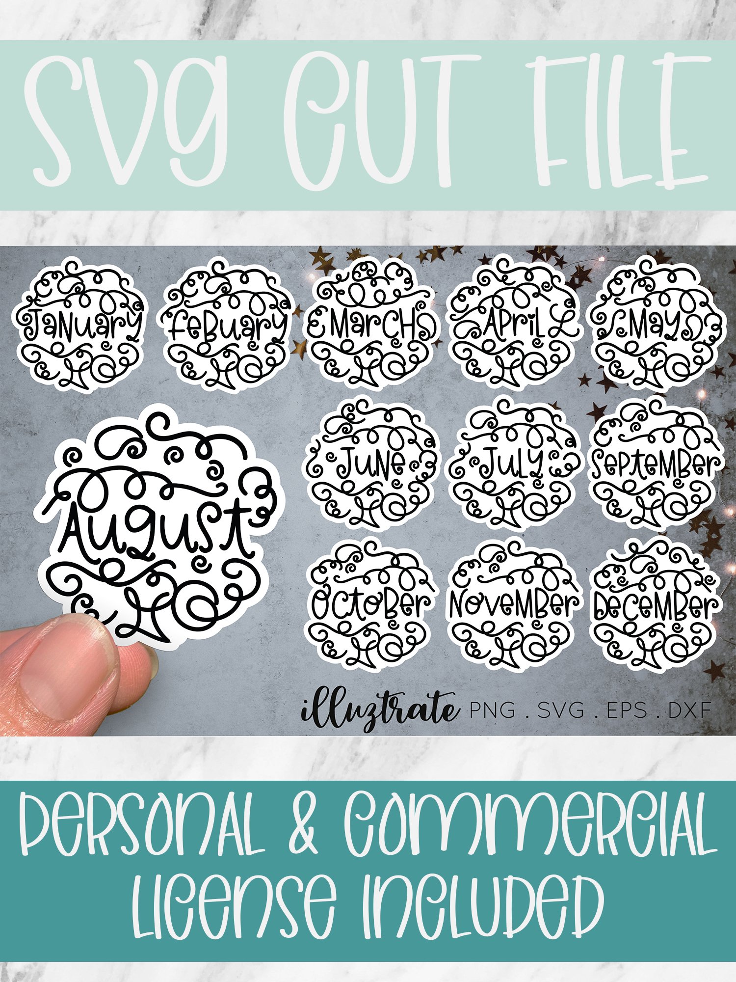 Months of the year SVG Cut File | Planner Stickers (1020676)