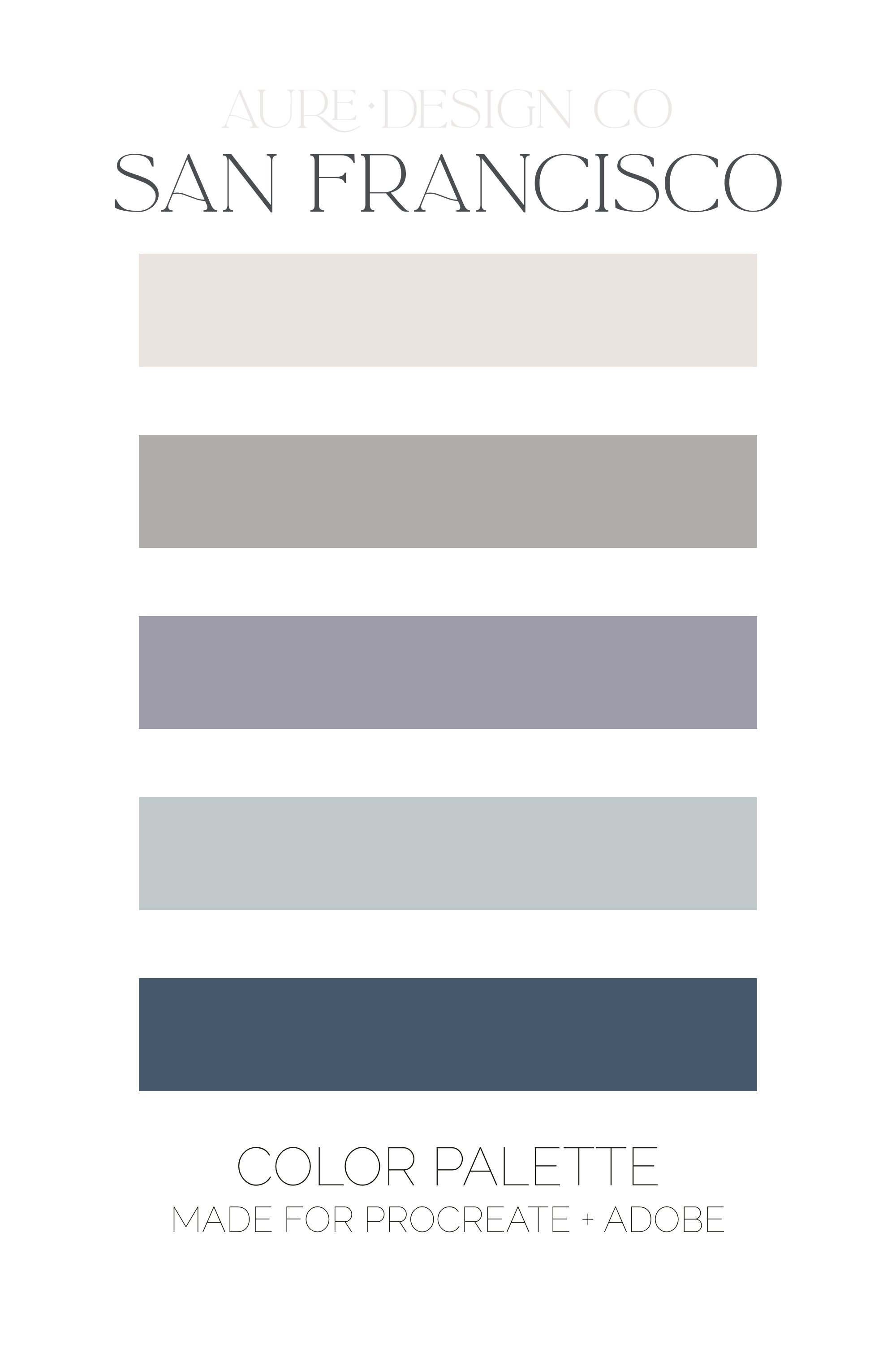 Color Palette for Procreate and Adobe - San Francisco Fog