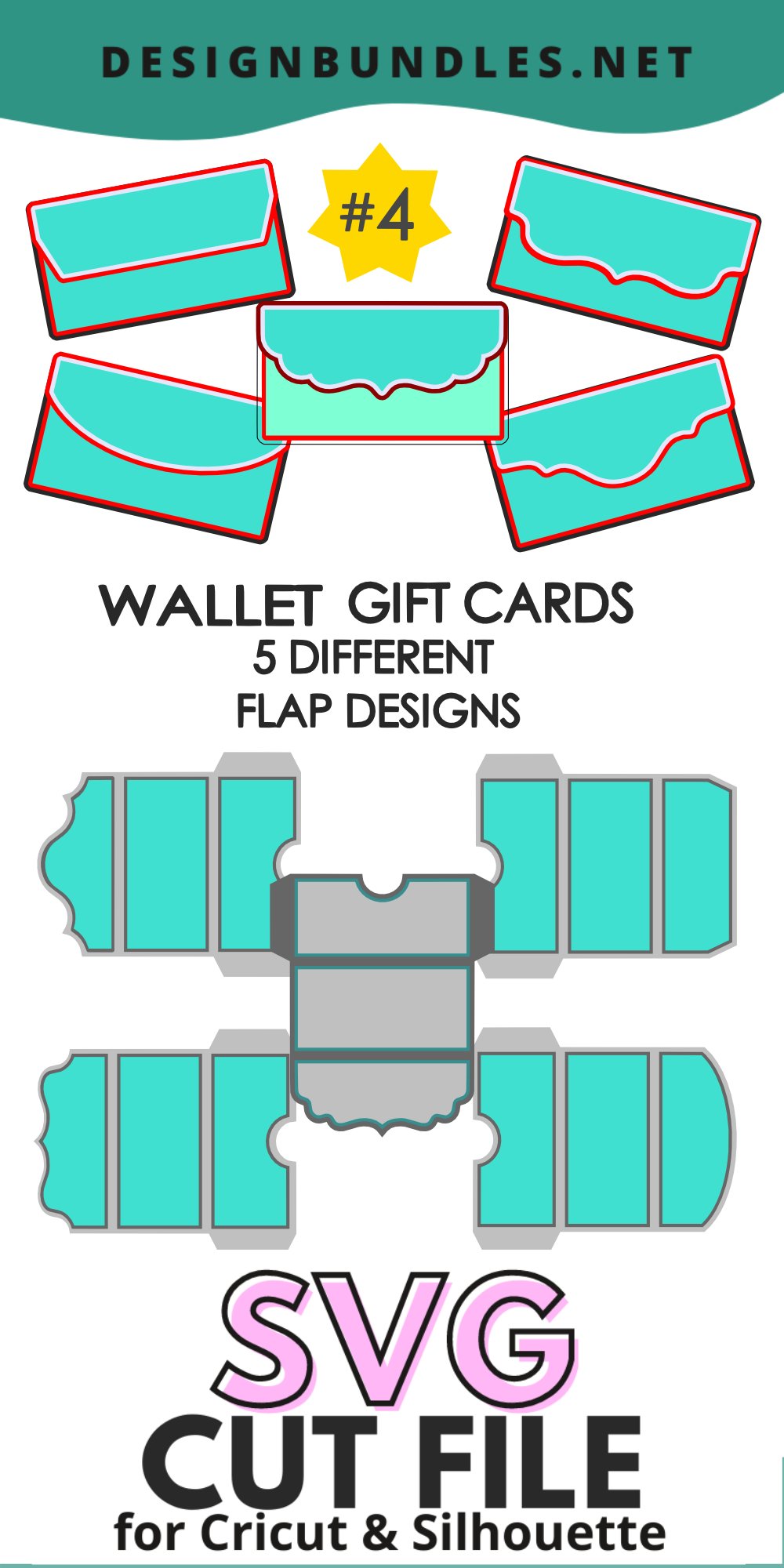 WALLET GIFT CARD HOLDER set #4 SVG DXF CUT FILE