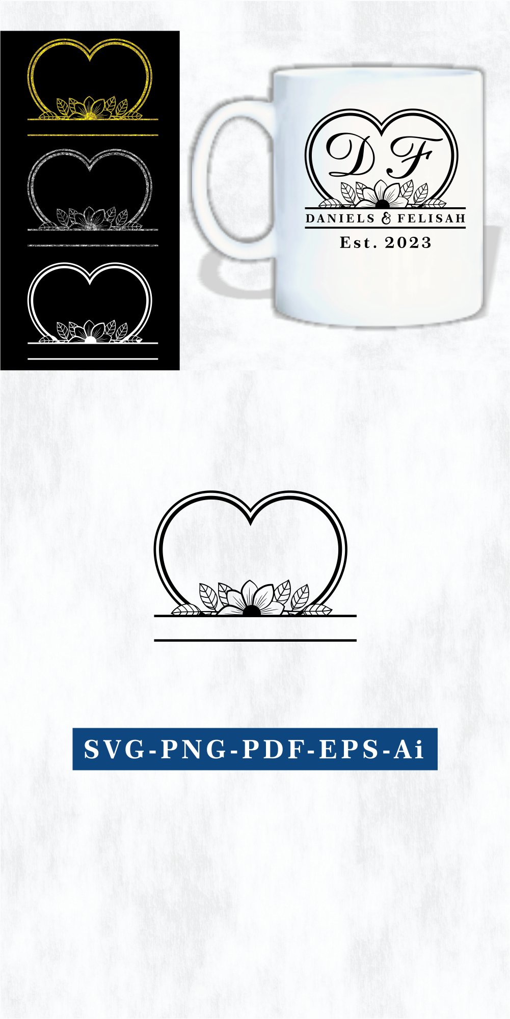 Valentines Monogram SVG, Heart Monogram, Love Svg, Wedding