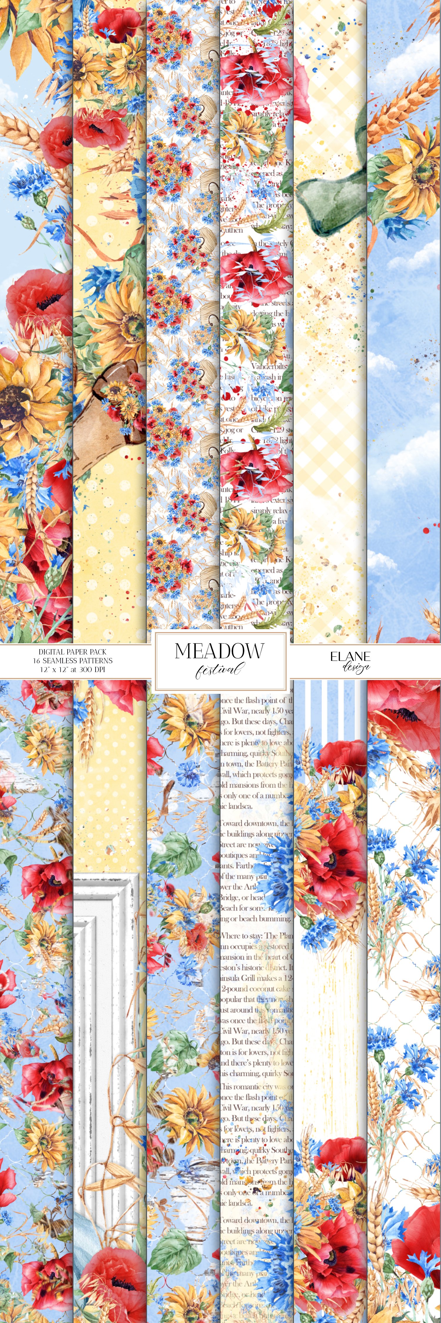 Meadow Flowers Digital Paper, Wild Flowers (4928125)