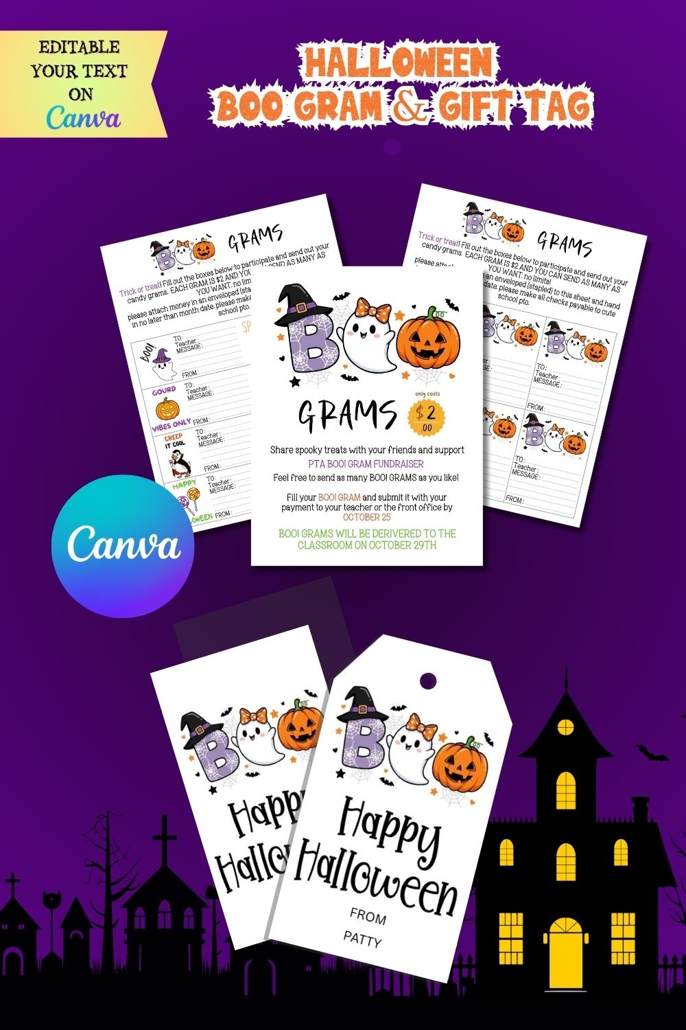 Editable Halloween Boo Gram & Halloween Gift tag