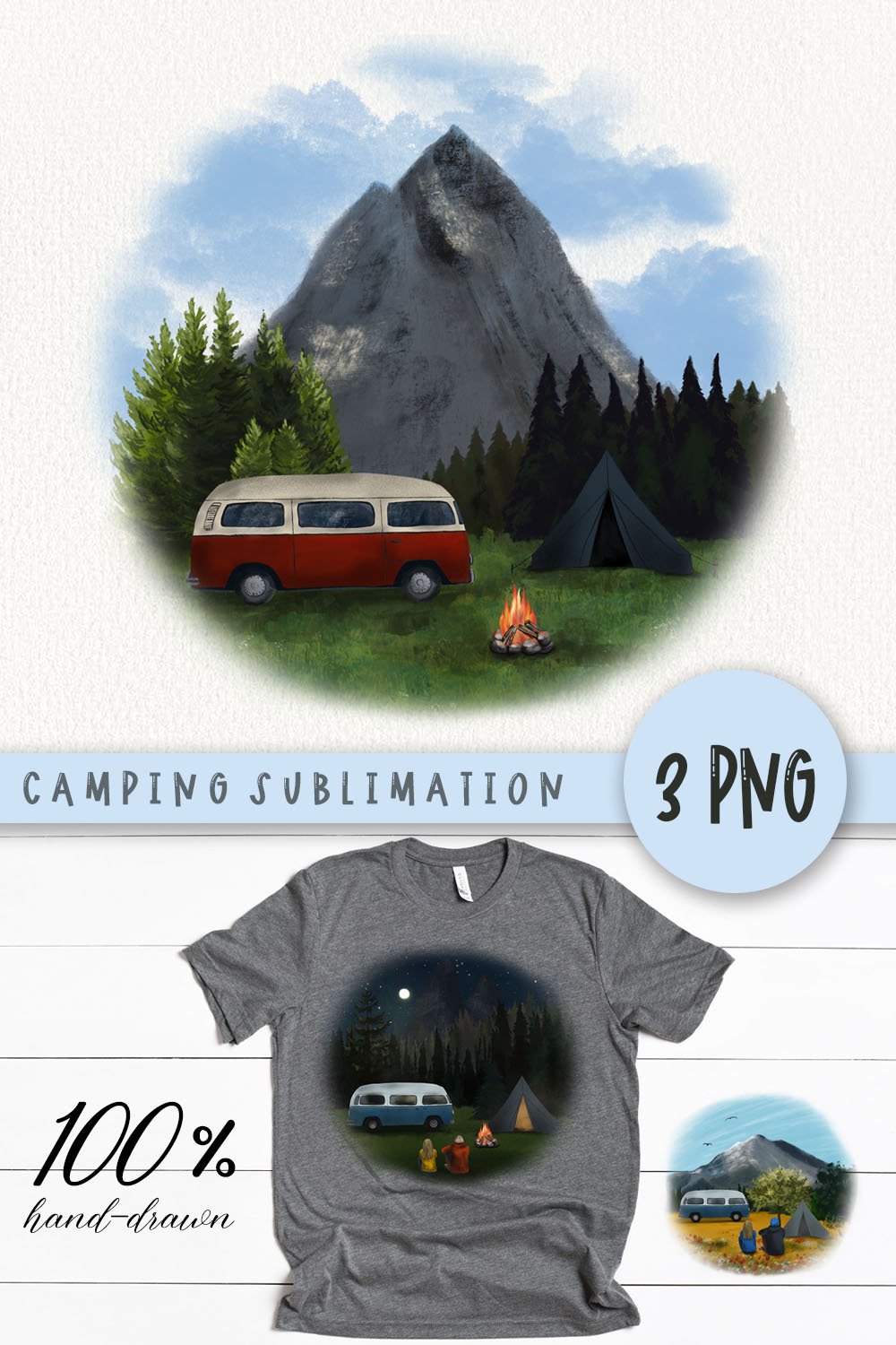Camping sublimation bundle|Sublimation designs|Camper PNG
