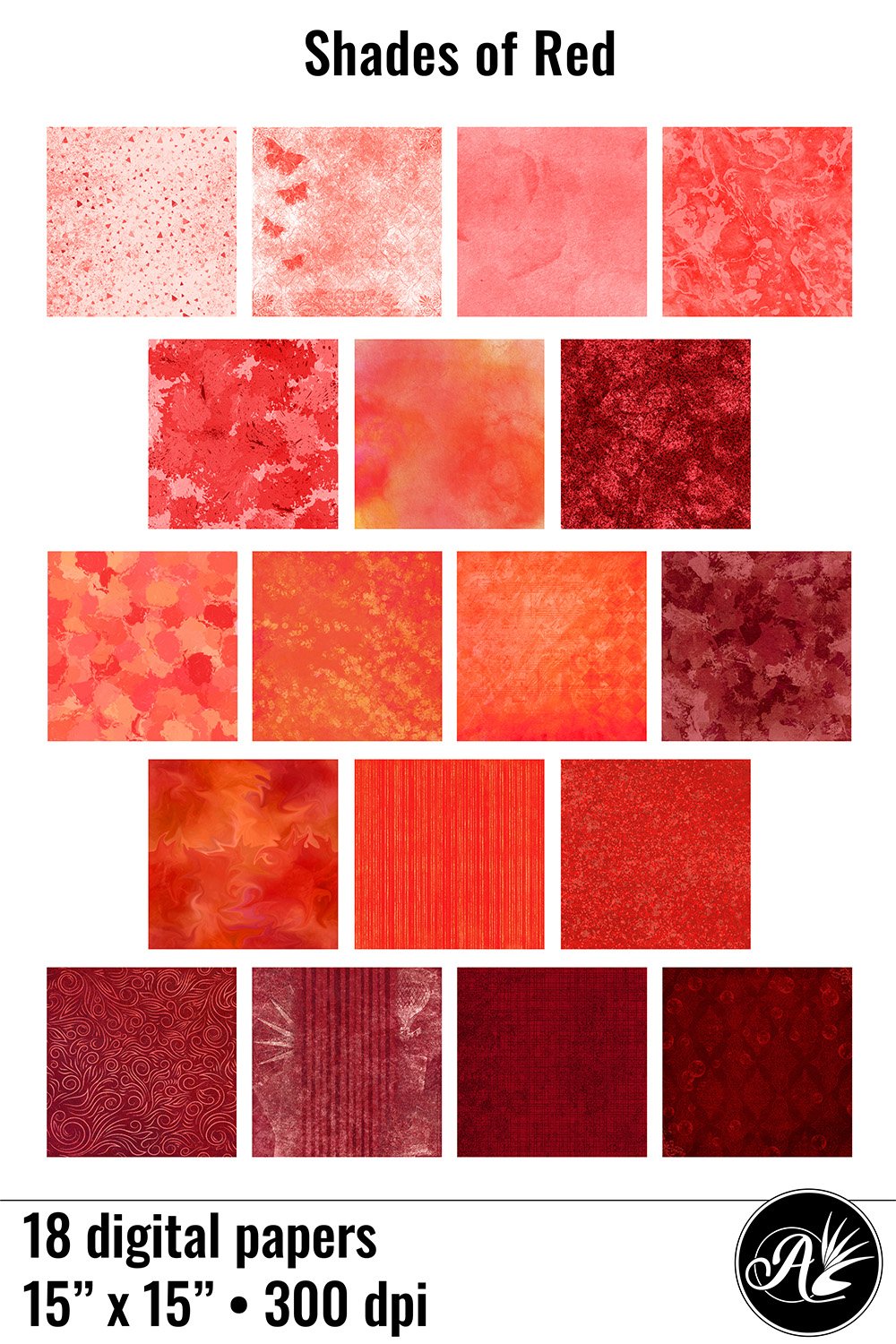 Shades of Red digital papers