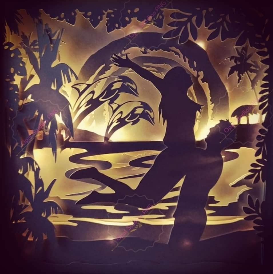 Couple celebrating love 3d layered shadow box light box