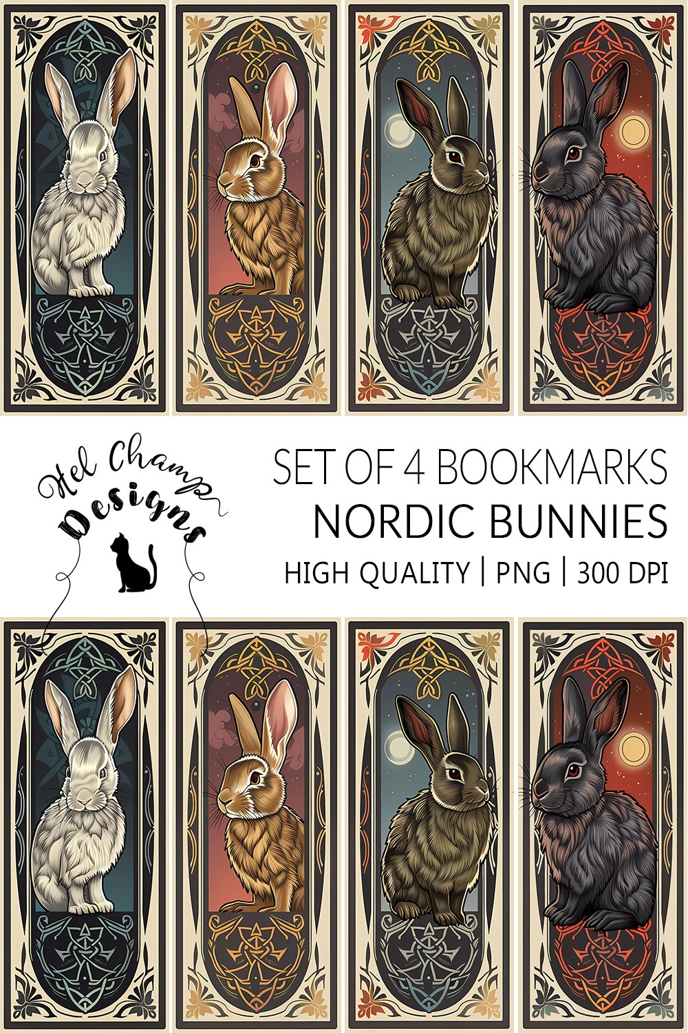 Bookmarks nordic art bunnies sublimation