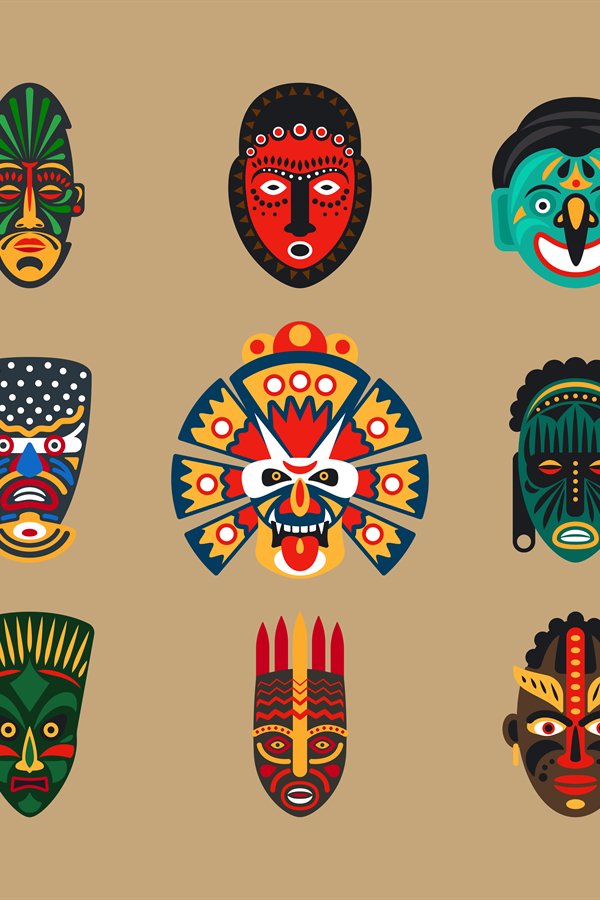 Ethnic mask icons