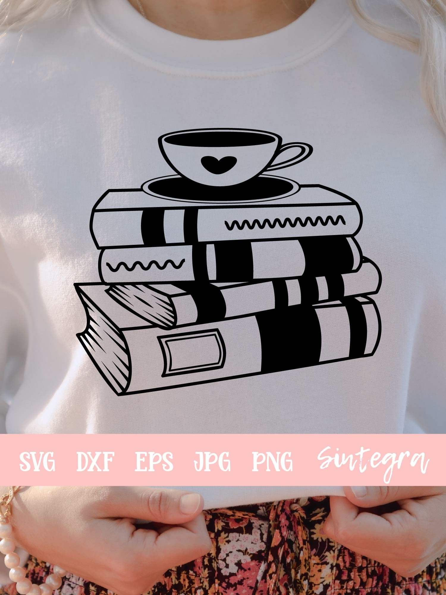 Coffee, Tea Books Stacked SVG Cut File