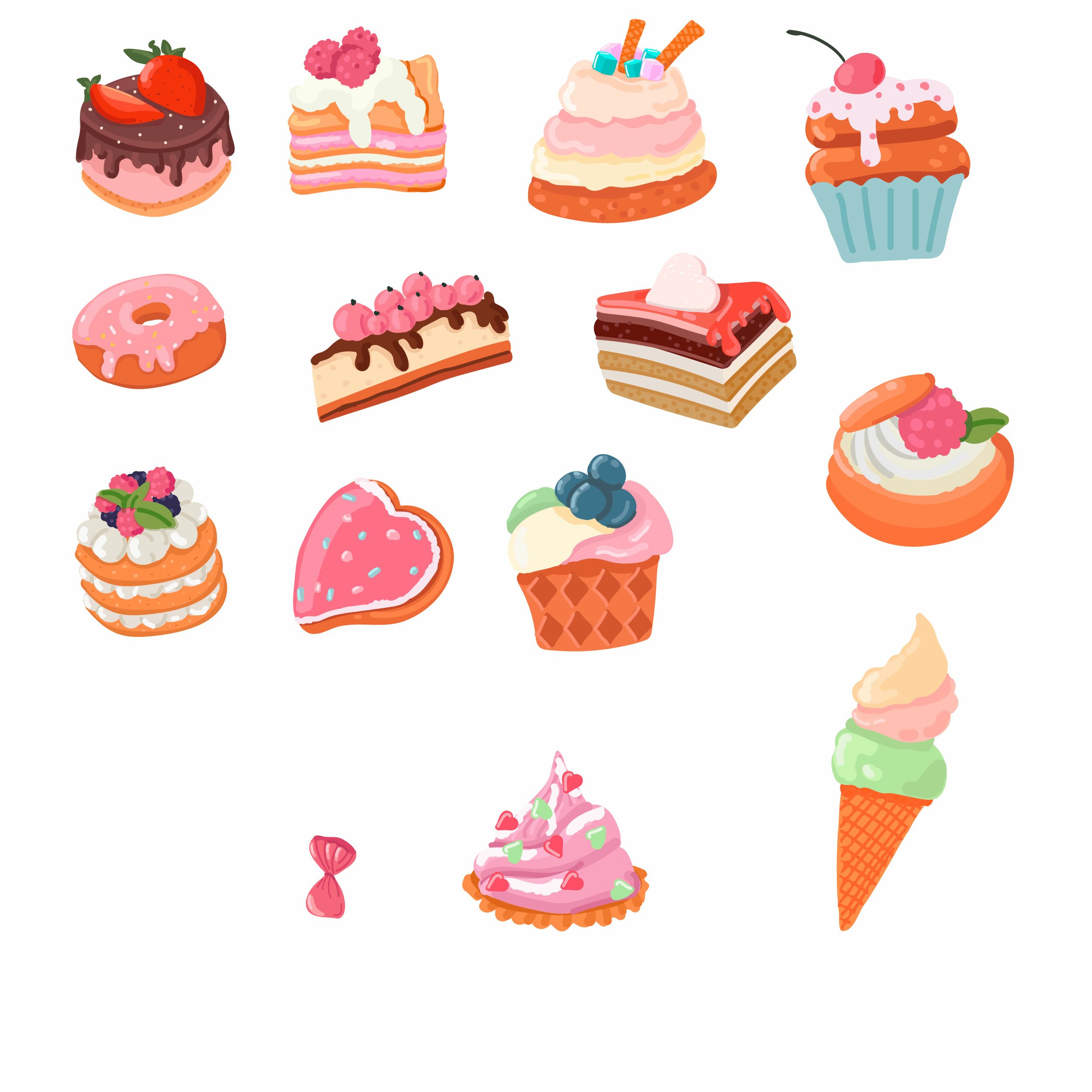 vector cakes seamless patterns