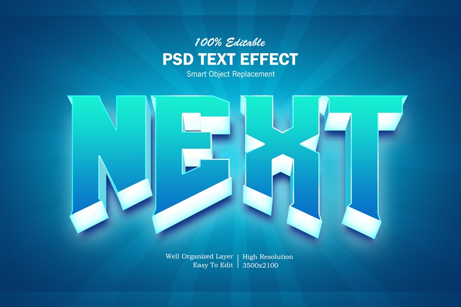 Next 3d Pop Up Editable PSD Text Effect