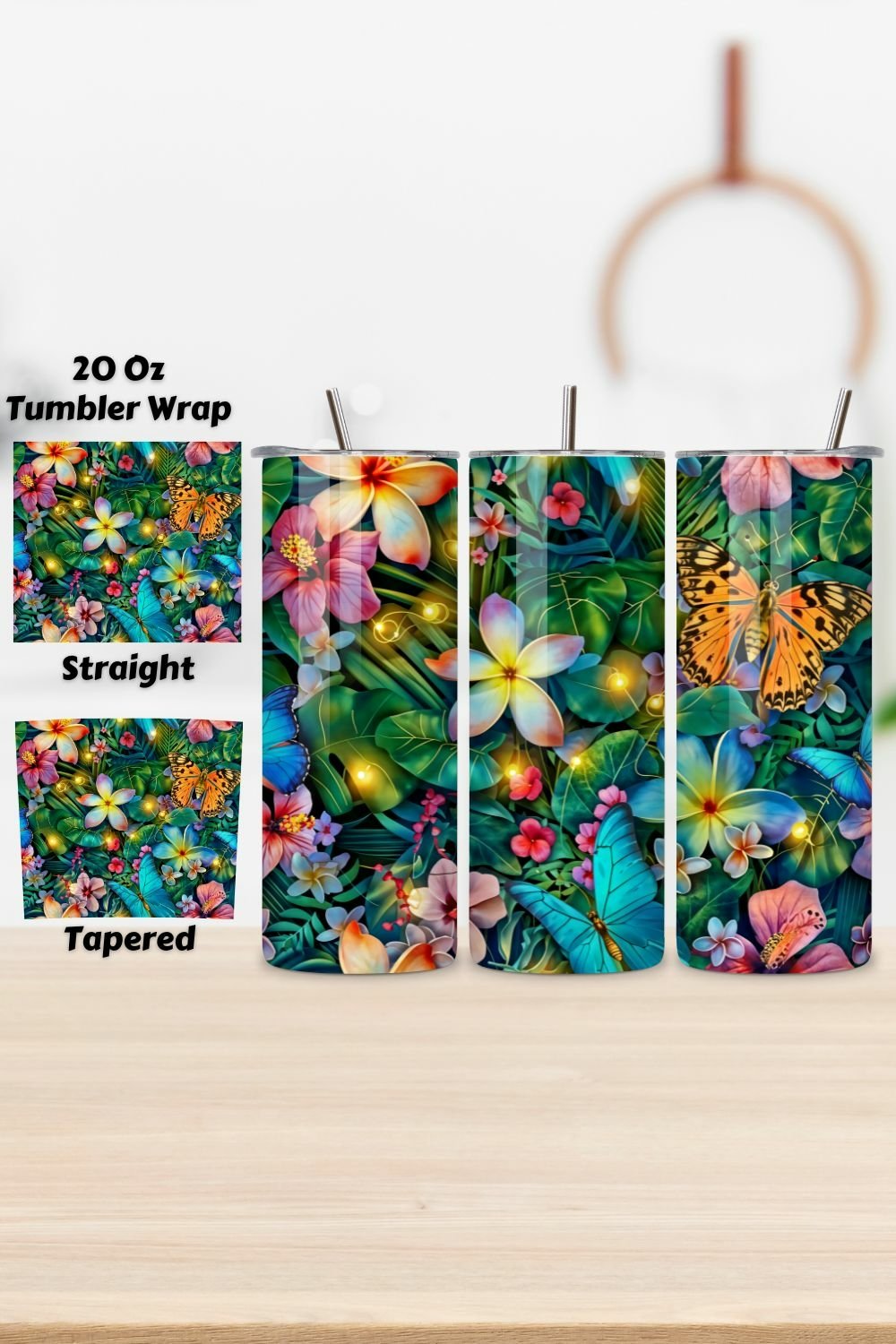 3D Tropical Paradise Bloom Tumbler Wrap | Seamless Wrap png
