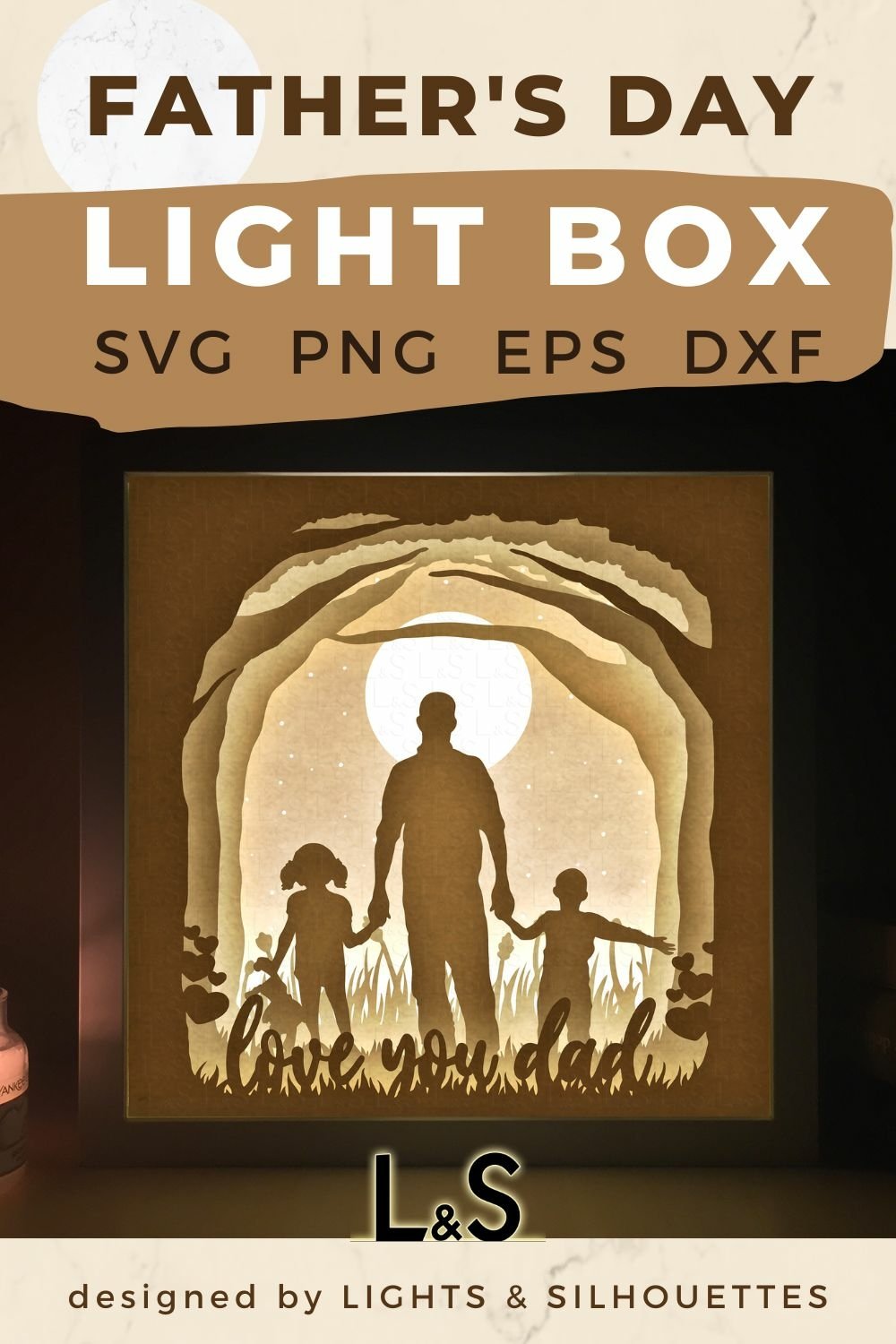 Dad with Kids Shadow Box Template | Layered Fathers Day File