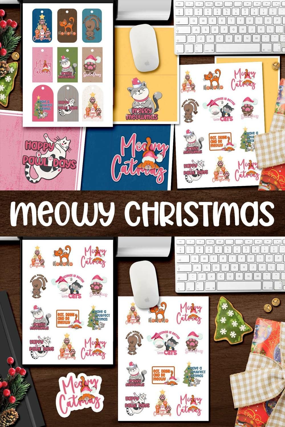 Bundle of Funny Cat Printables for Christmas