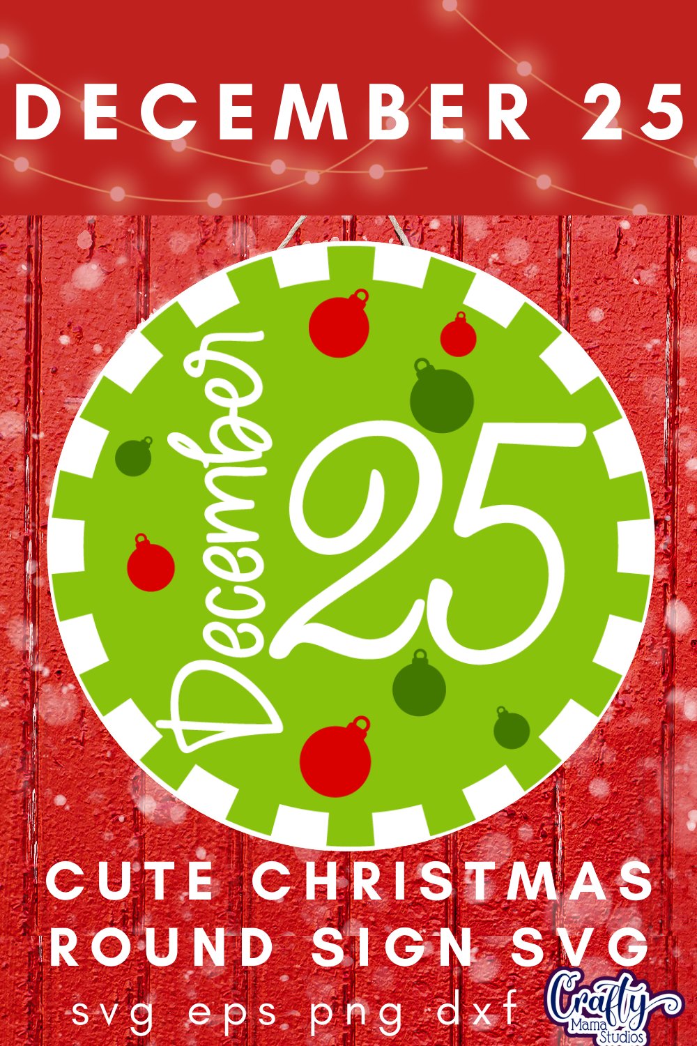 Cute Christmas Svg Round Sign | December 25 Round Hanger