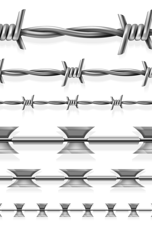 Safety steel barbed and razor wire vector seamless prison bo