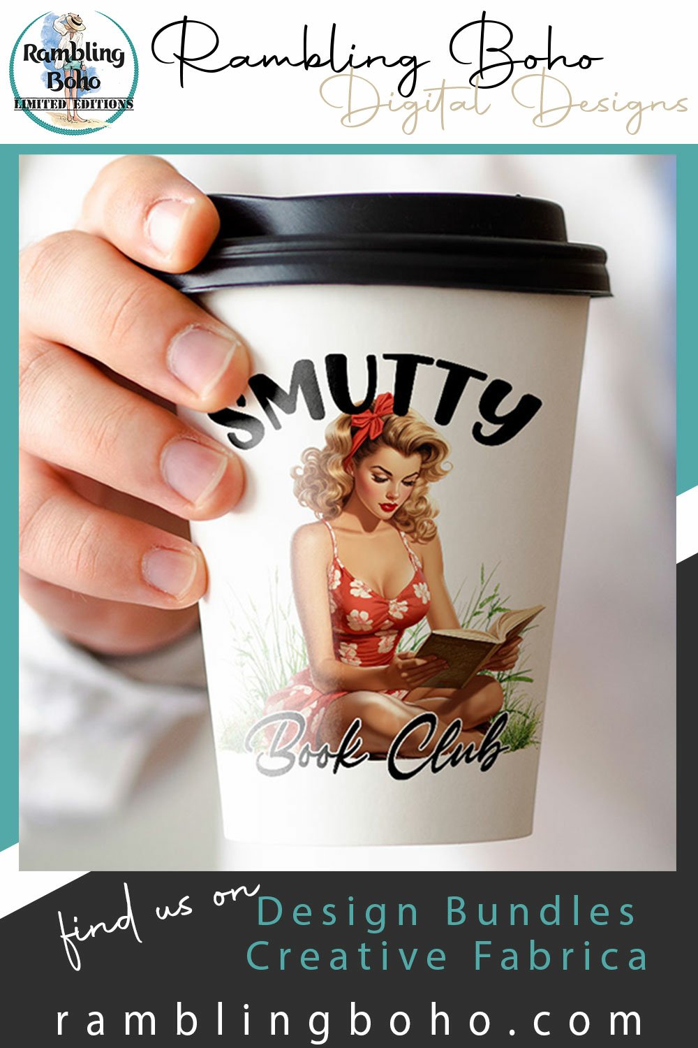 Smutty Book Club Pinup Girl Reading Book