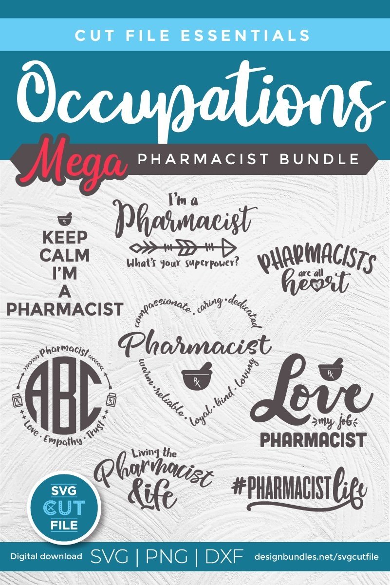 Pharmacist svg bundle - 8 pharmacy svg files for crafters