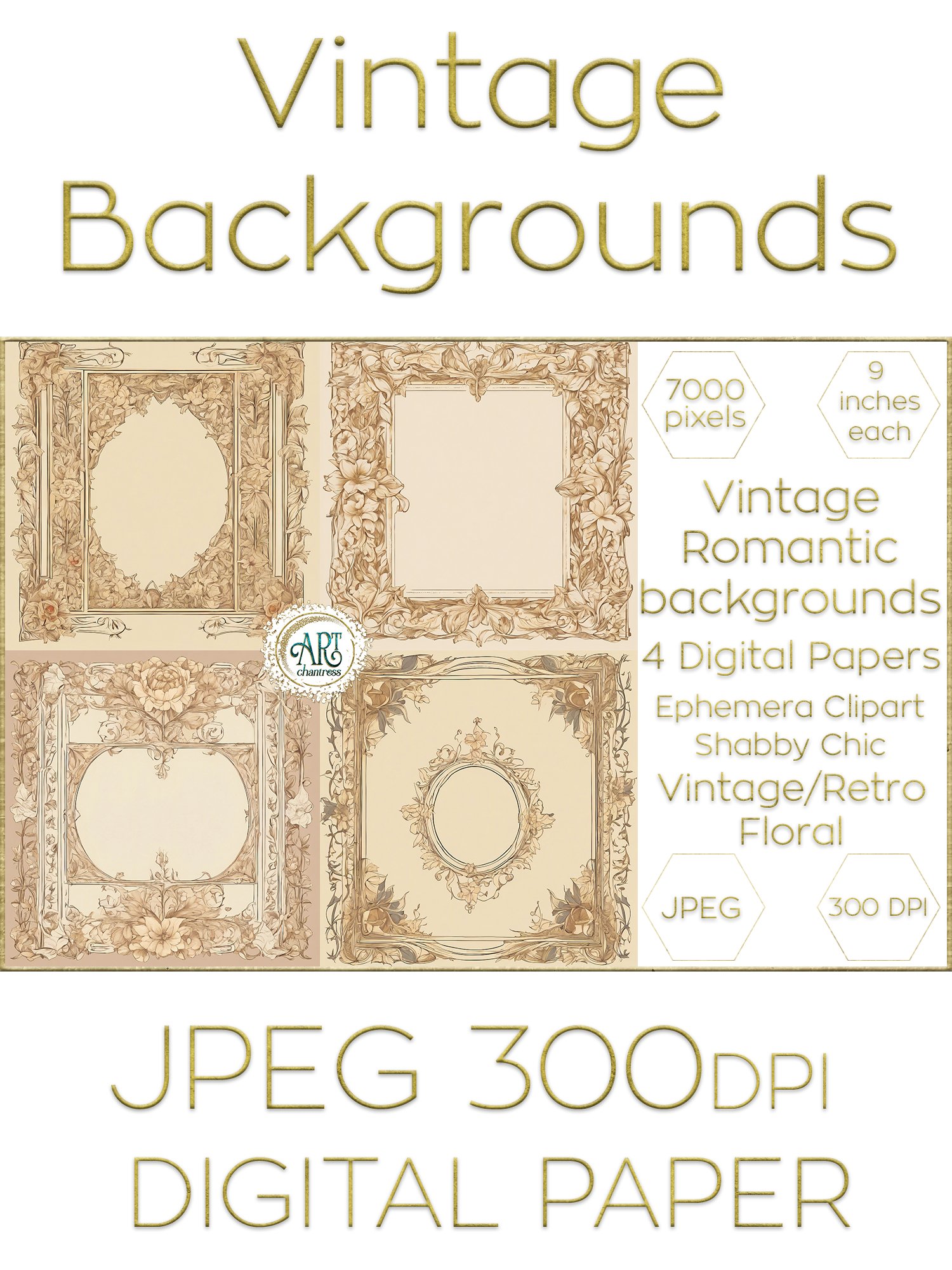 Vintage Classic digital papers Bohemian Floral (3212594)