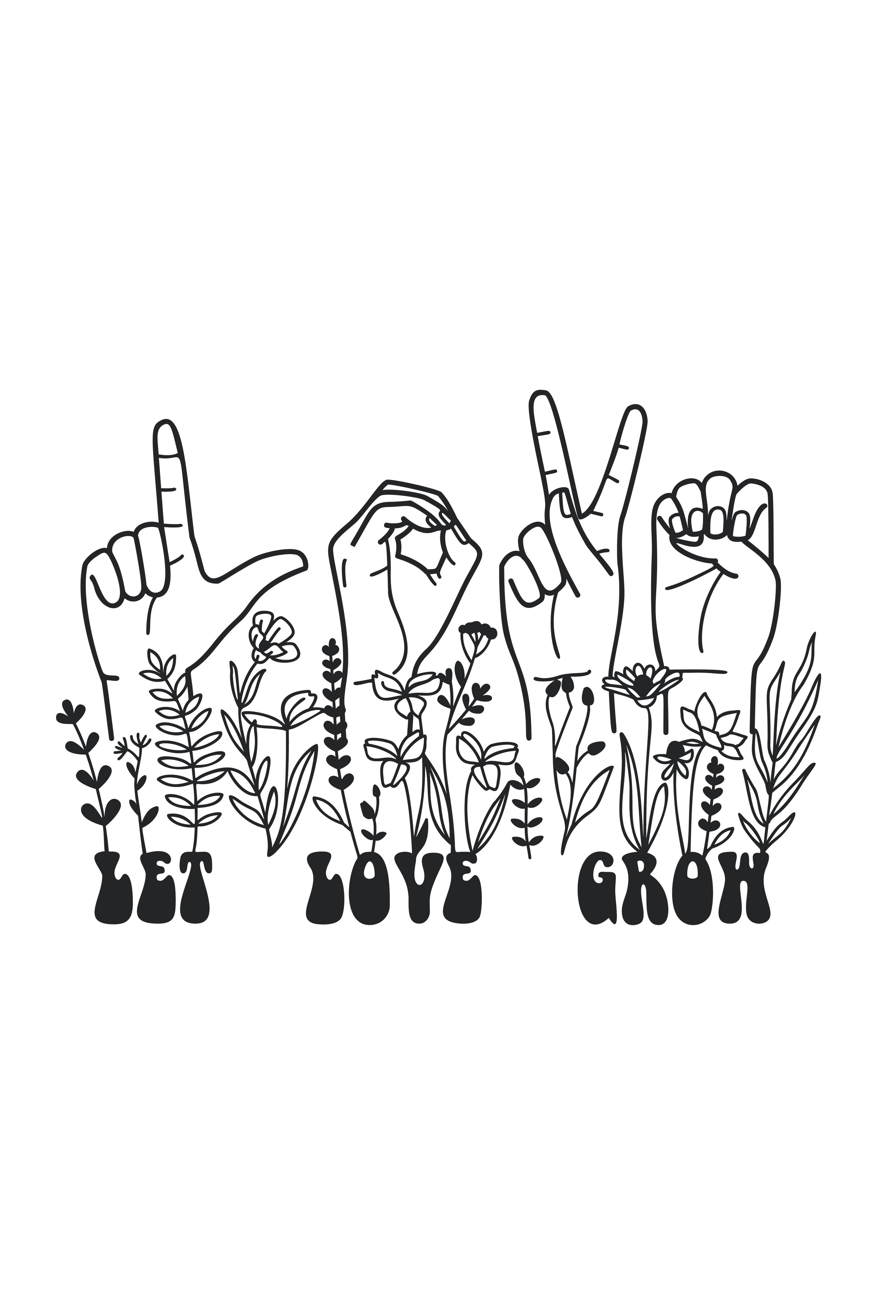 ASL svg Love. American Sign Language. Wildflower svg.