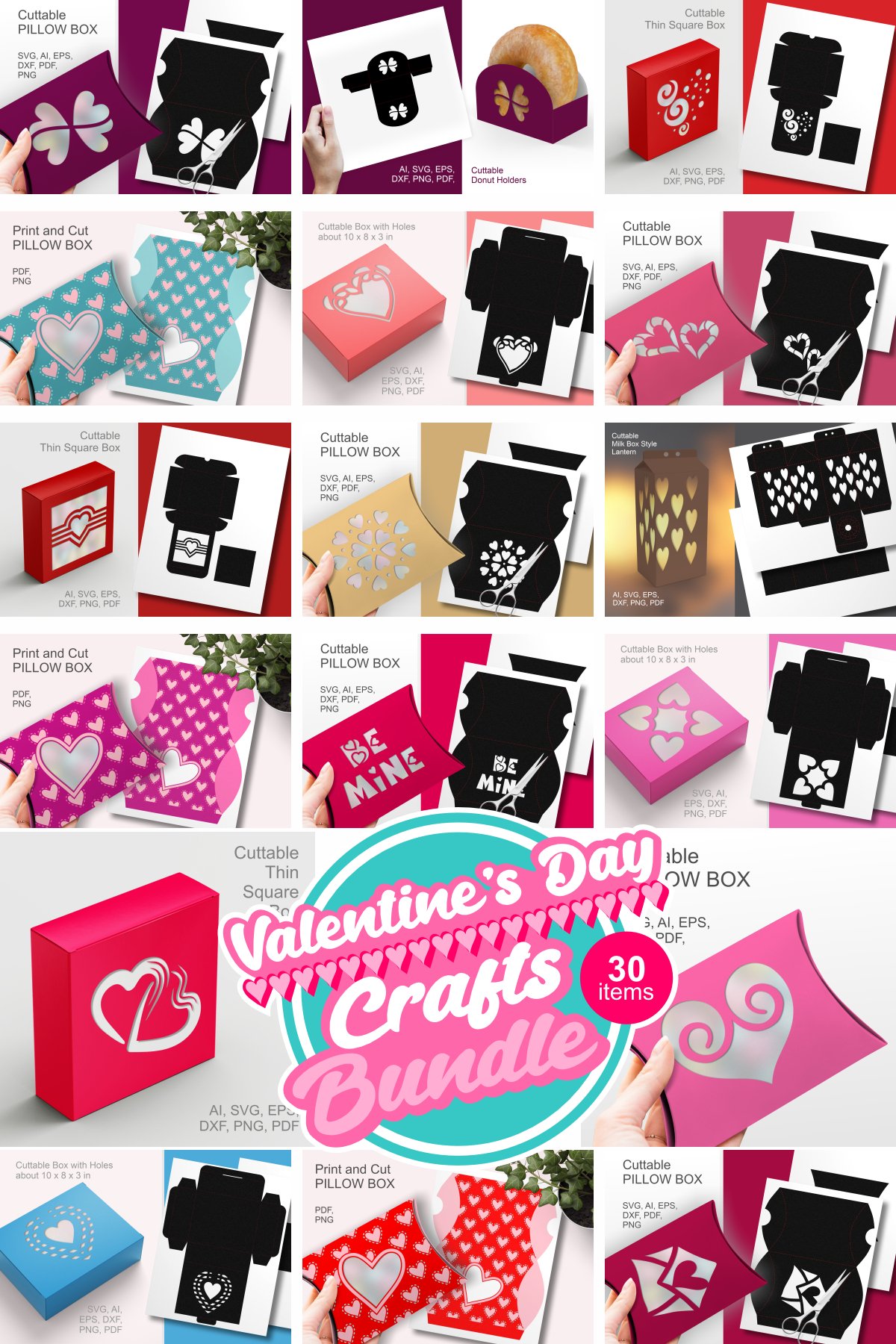 Valentine's Day Crafts Bundle 1 - Paper Cut Bundle of 30 pcs