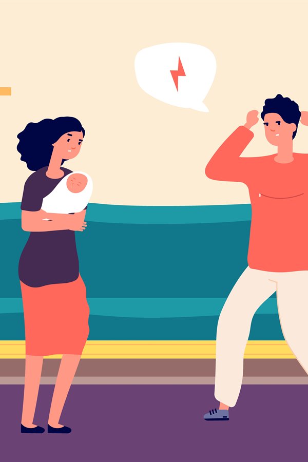 Domestic violence. Emotional abuse vector illustration. Angr