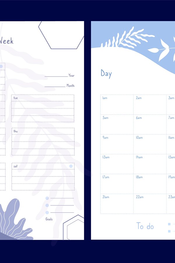 Weekly planner. Organizer and schedule with notes, planners