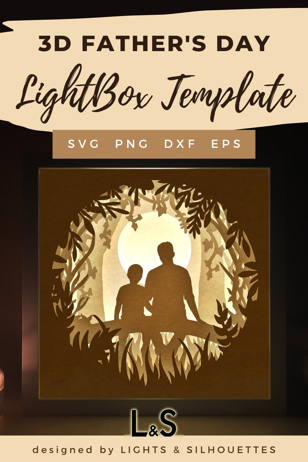 Dad and Son Shadowbox Svg | Father's Day Light Box