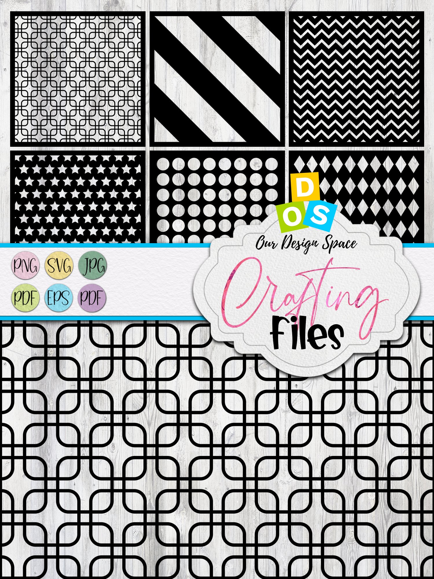 Stencils & Patterns 7 SVG, DXF, EPS, PDF, JPG and PNG files